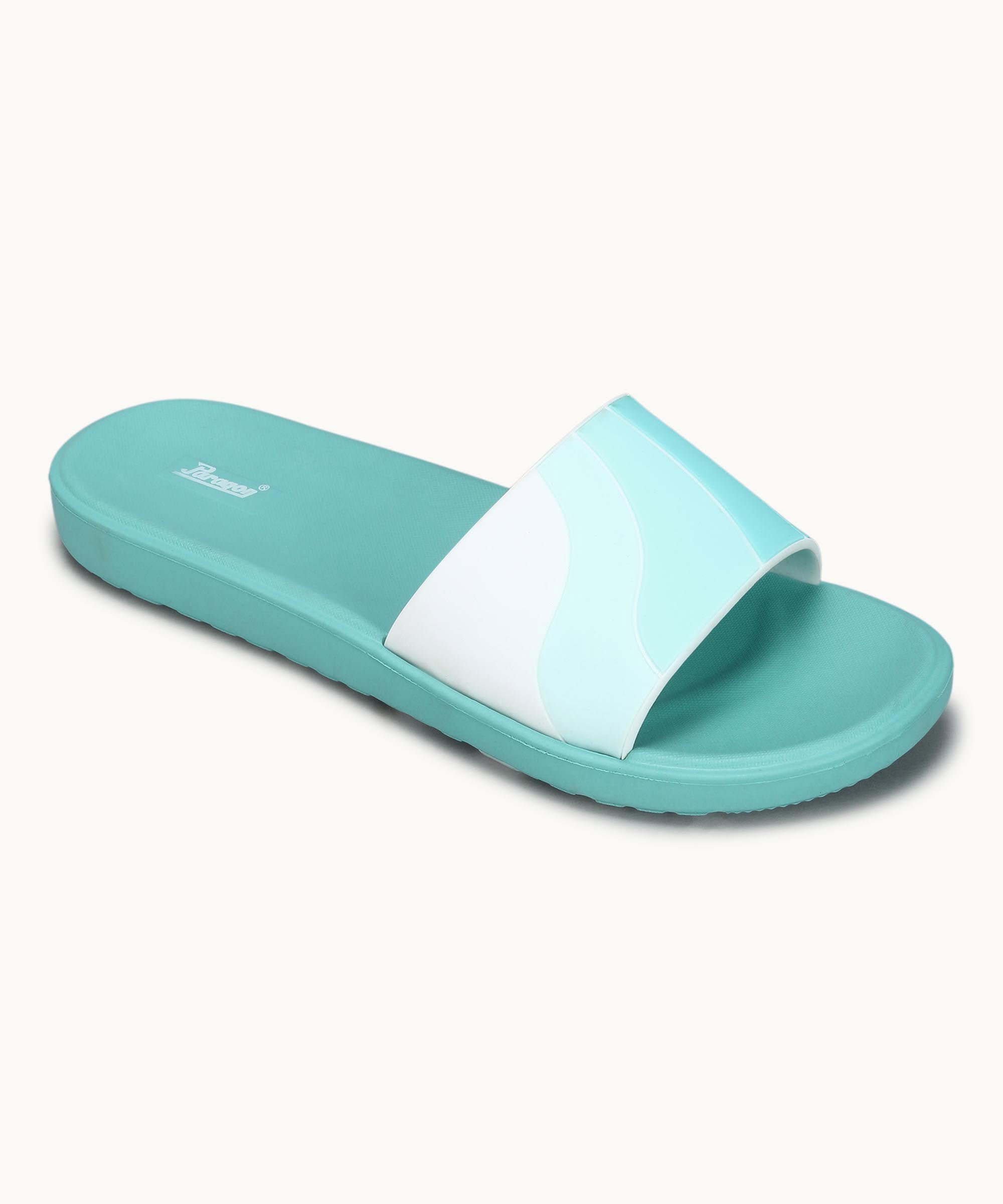 Paragon Women's Ice Green Sliders with Cushioned Sole for Everyday Use ...