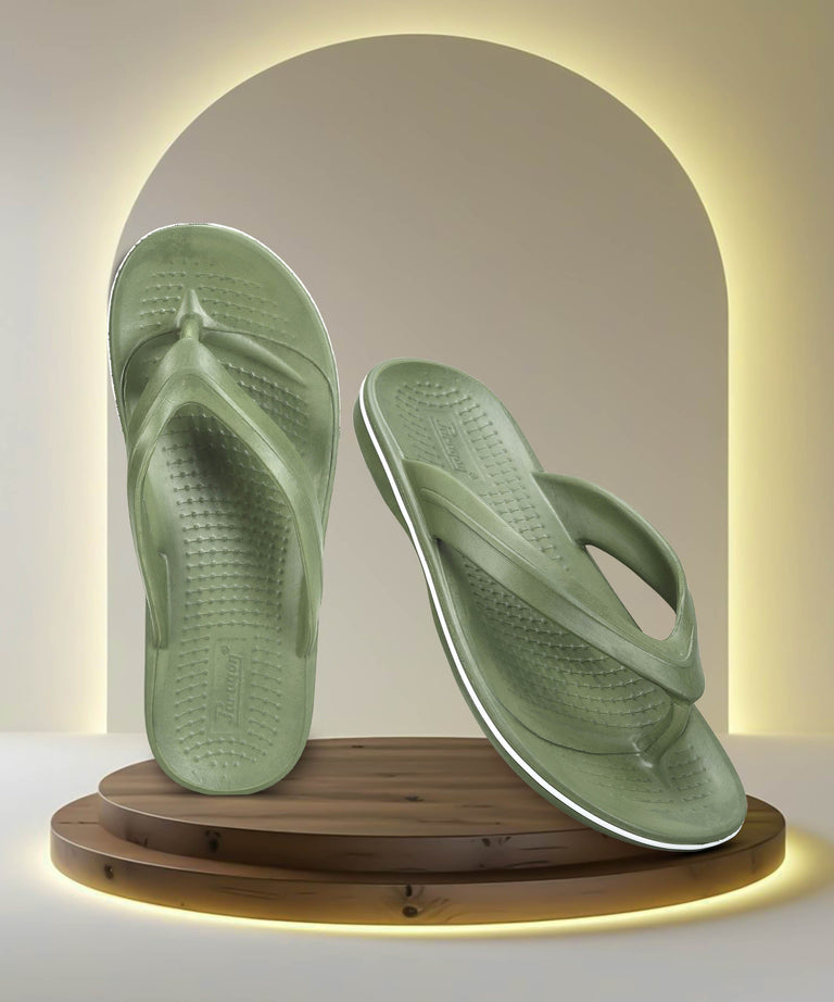 Paragon Men's Lightweight Olive Green Flip Flops for Everyday Use ...