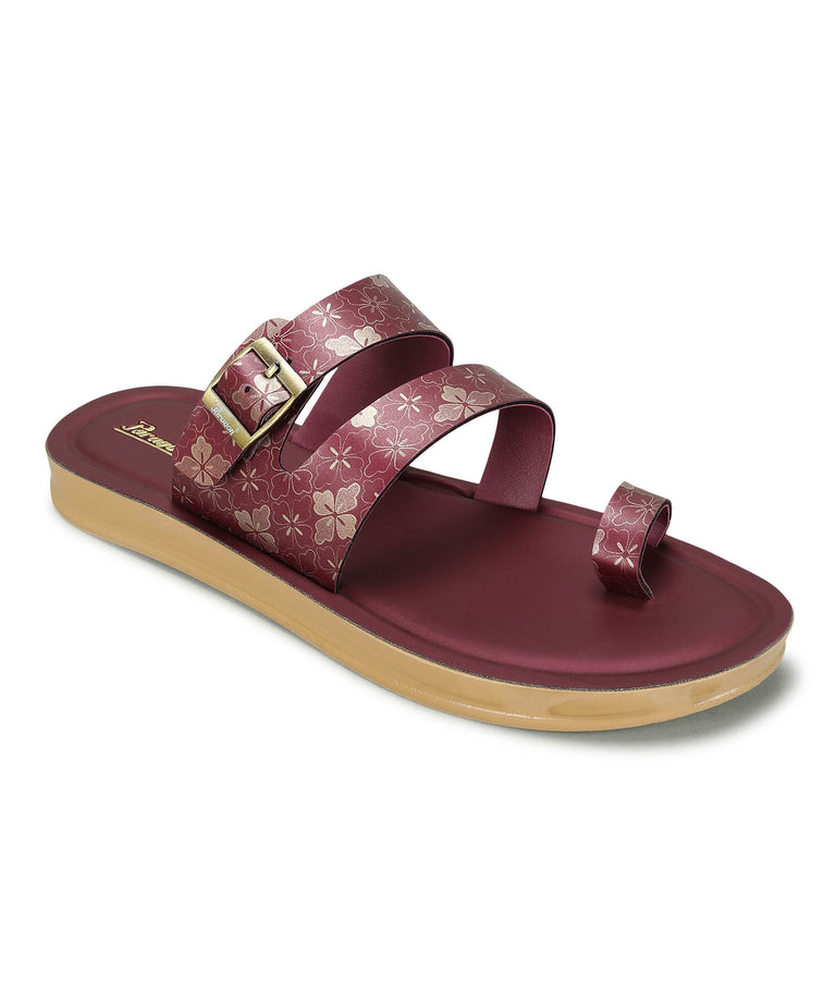 Paragon Women's Slip On Flat Maroon Sandals | Durable Dailywear Sandal ...