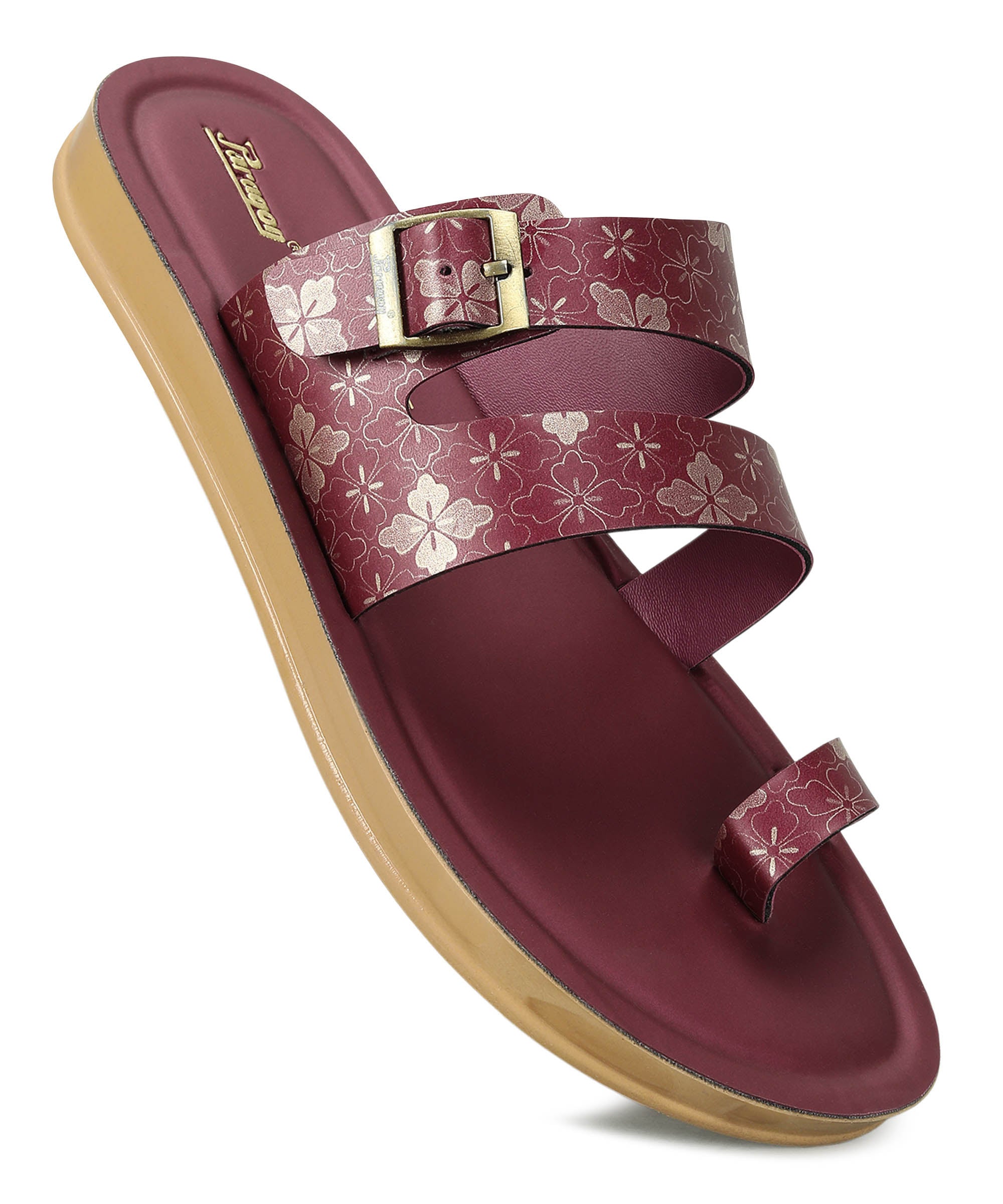 Paragon Women's Slip On Flat Maroon Sandals | Durable Dailywear Sandal ...