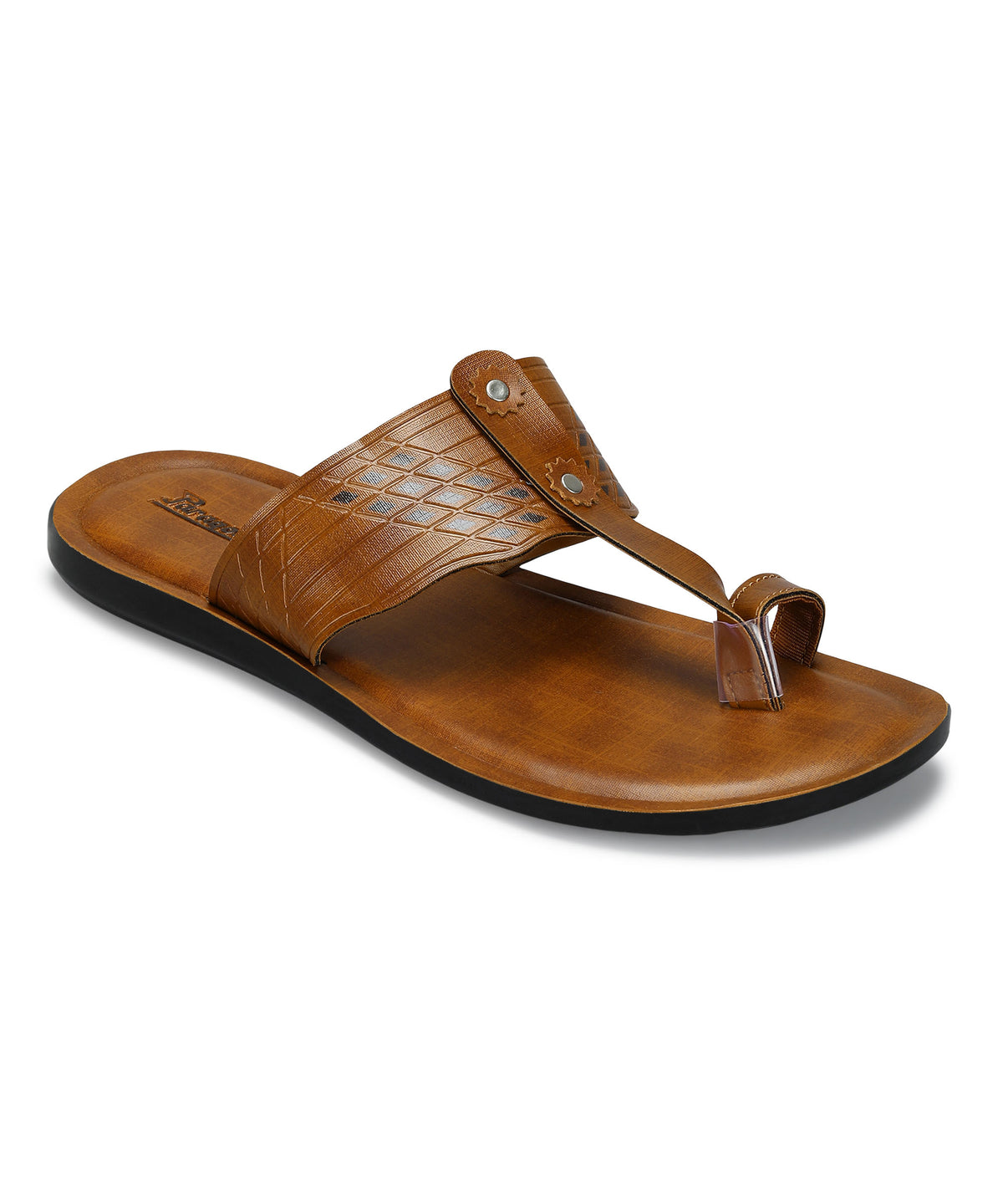 Paragon Men's Slip-on Tan Sandals for Men | Comfortable Sole & Durable ...