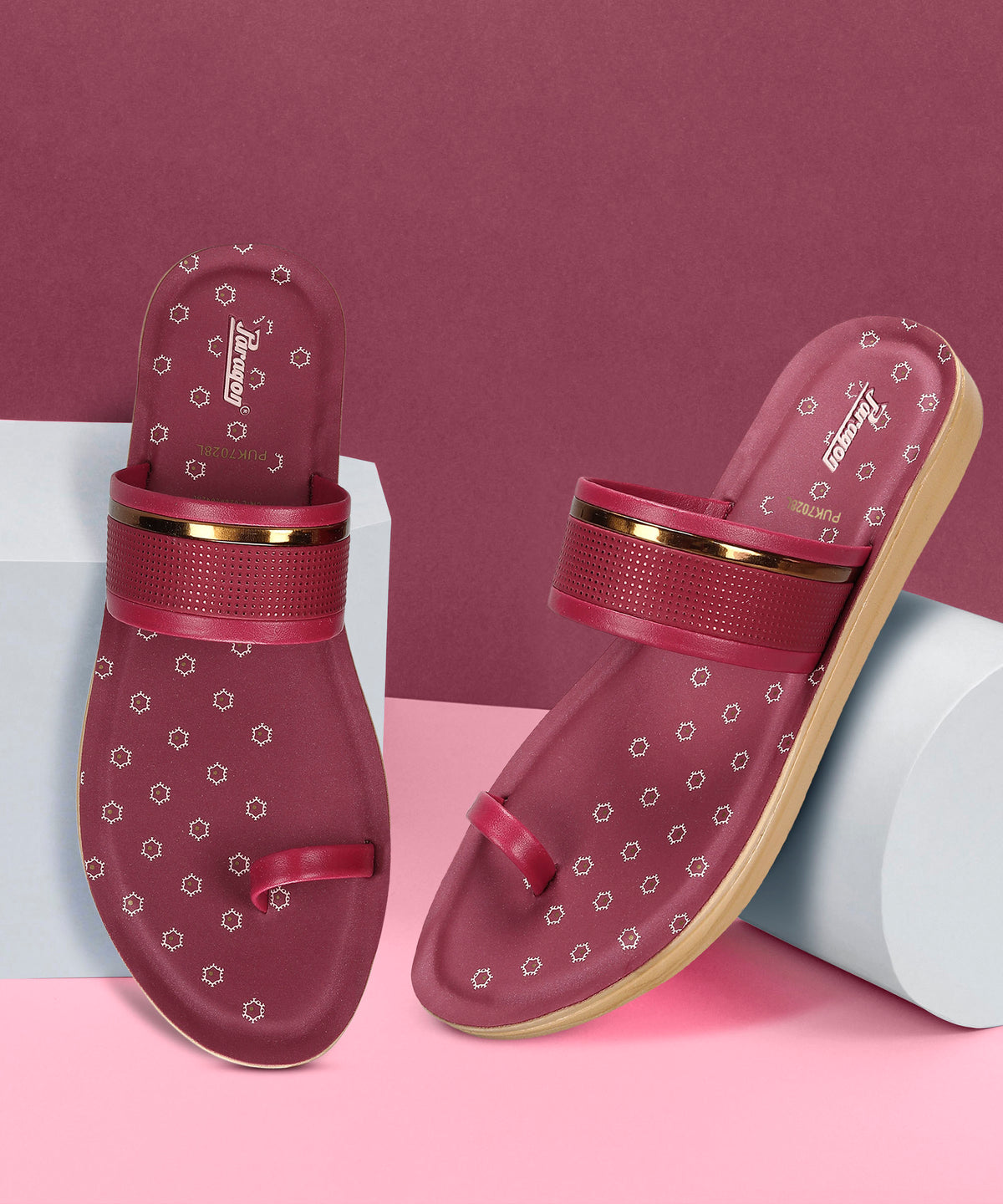 Paragon Women's Slip On Flat Maroon Sandals | Durable Dailywear Sandal ...